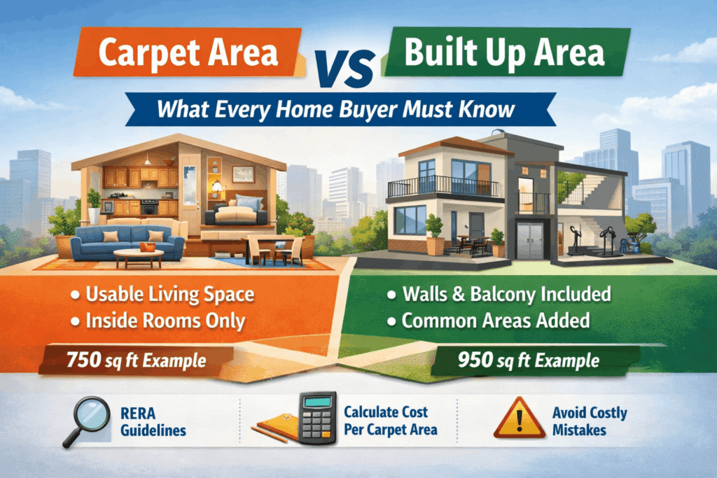 Built Up Area vs Carpet Area vs Super Built Up: Key Differences